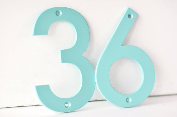 Sea Foam Powder Coated Aluminum Numbers - DropMetal